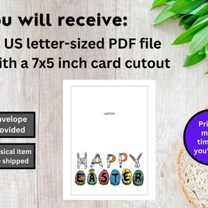 PRINTABLE Easter Card | Happy Easter Bunny Card | Cute Easter Card ...