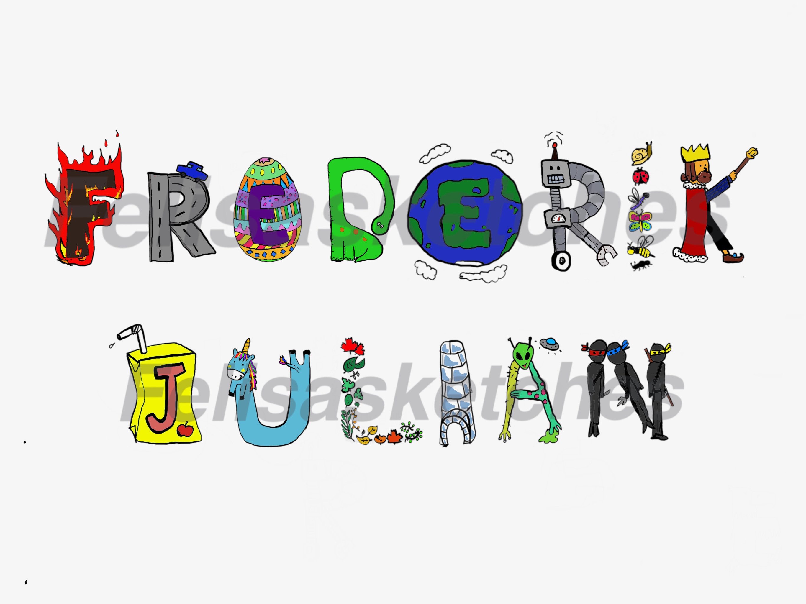 Hand Drawn Digital Name Art - Etsy