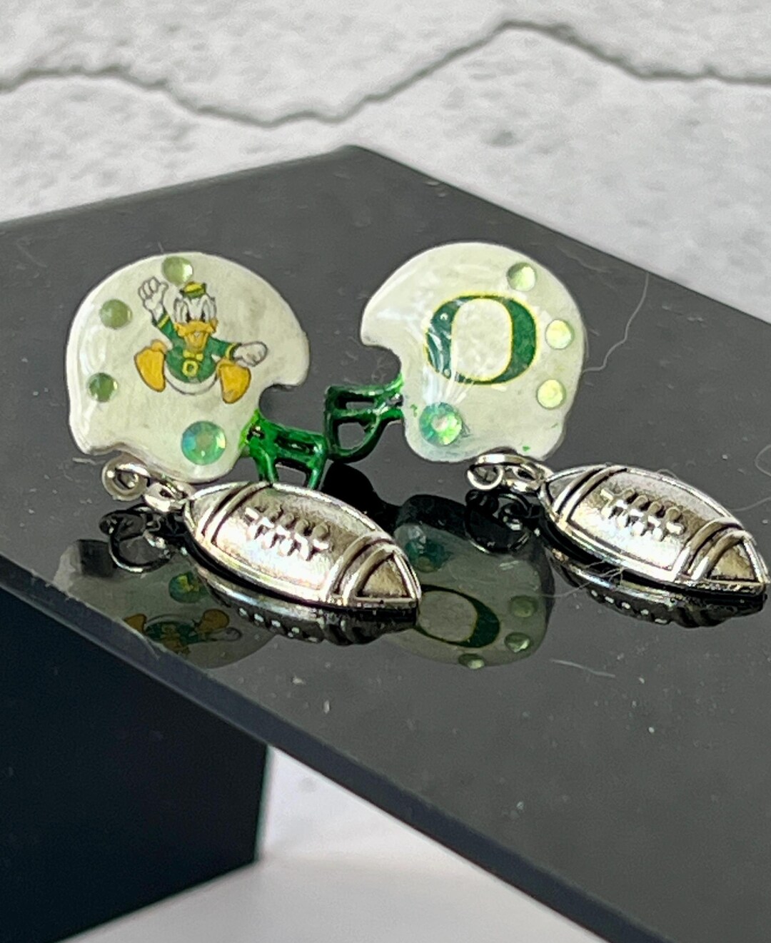 Oregon Ducks College Football Helmet Earrings: Hypoallergenic Partially ...
