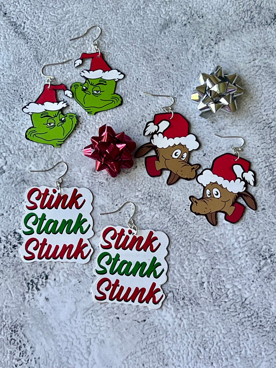 It's a Grinch Xmas Cute Silver Grinch Dangle Earrings, Holiday Jewelry ...