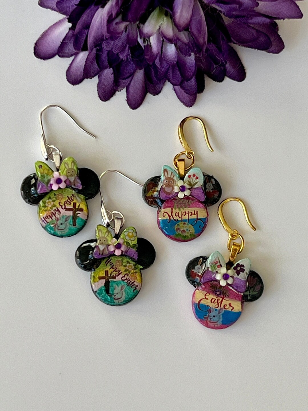 Cute Choice of Miss Minnie Mouse Easter Earrings, Sterling Silver ...