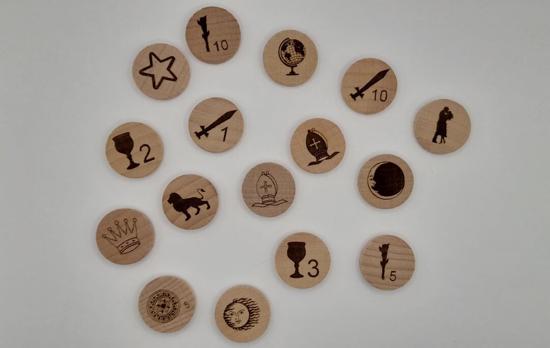 40 Wooden Tarot Tokens – Double-sided Laser Engraving - Etsy Australia