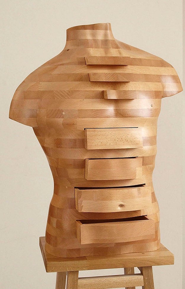 Sculpture, Male Torso, Drawers, Solid Wood, Beech, Jeweler Furniture - Etsy