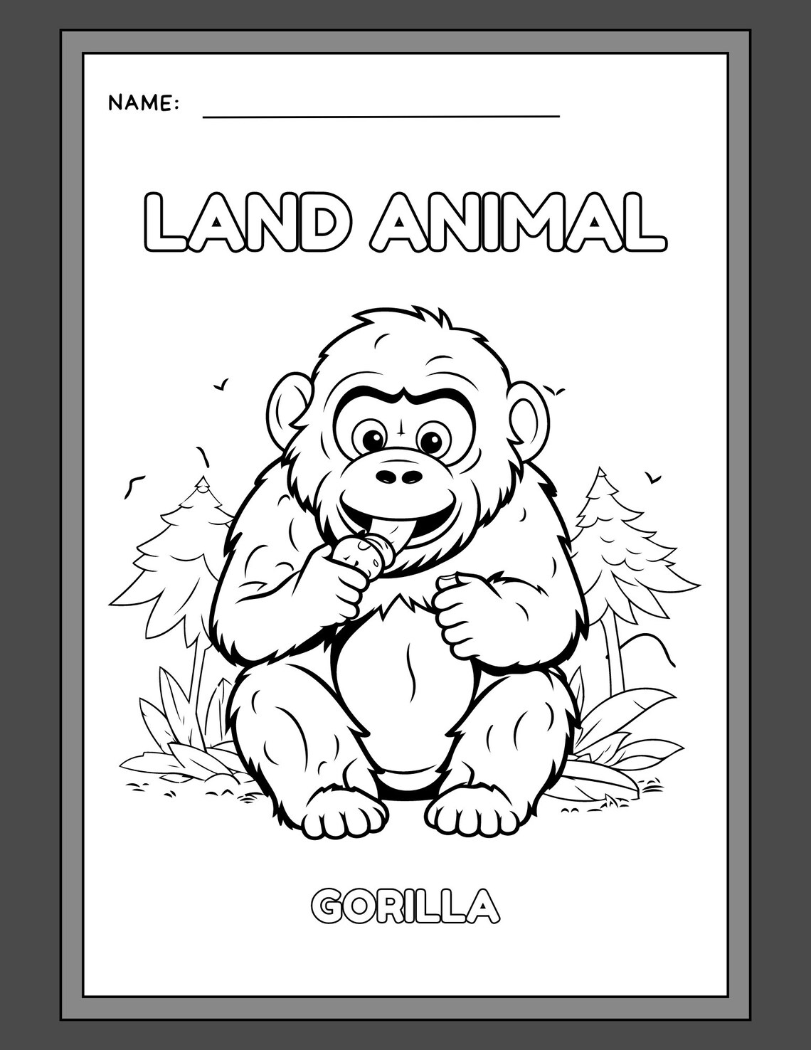 Land Animals Coloring and Book for Kids 4+, Fun, Adorable, and Cute ...
