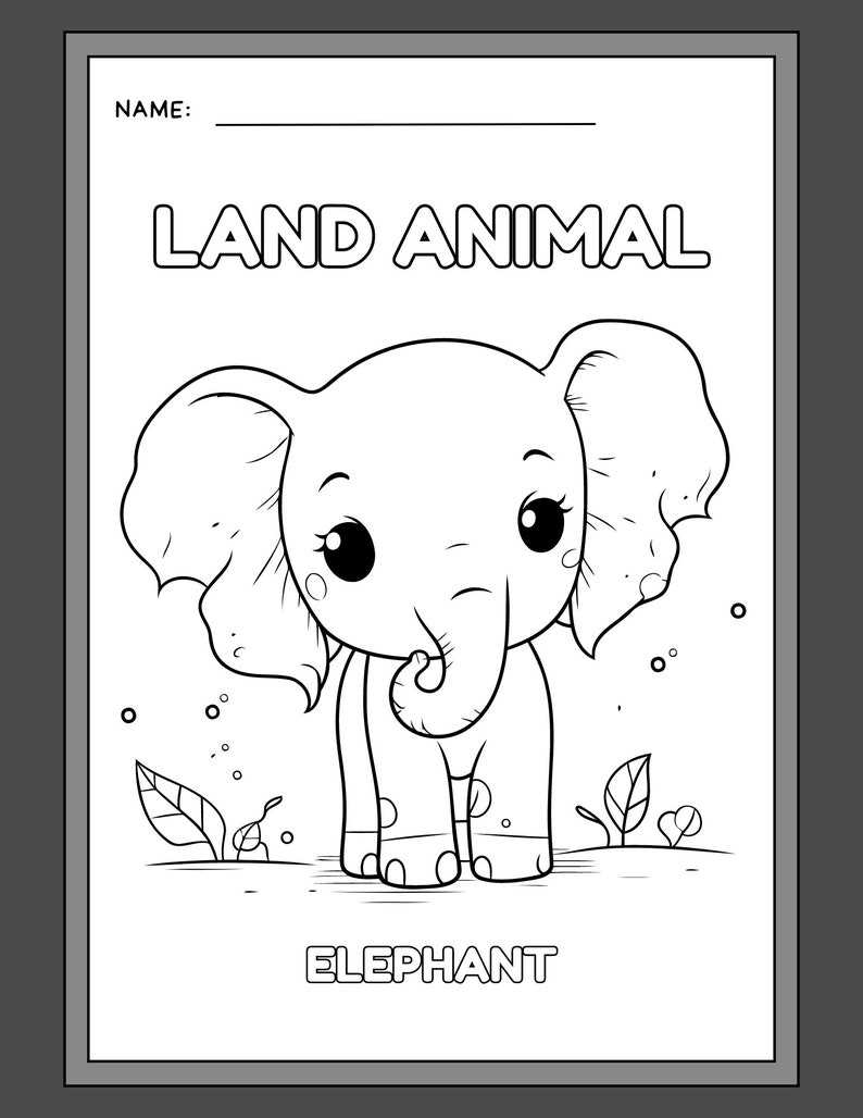 Land Animals Coloring and Book for Kids 4+, Fun, Adorable, and Cute ...