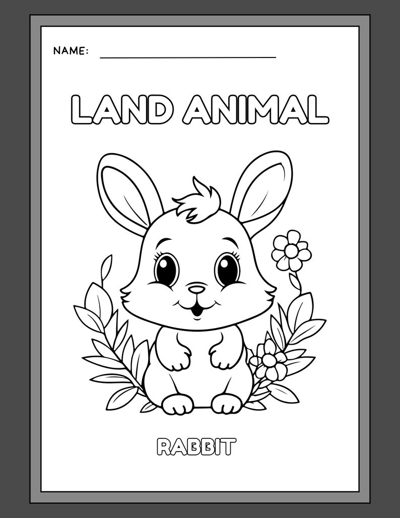 Land Animals Coloring and Book for Kids 4+, Fun, Adorable, and Cute ...