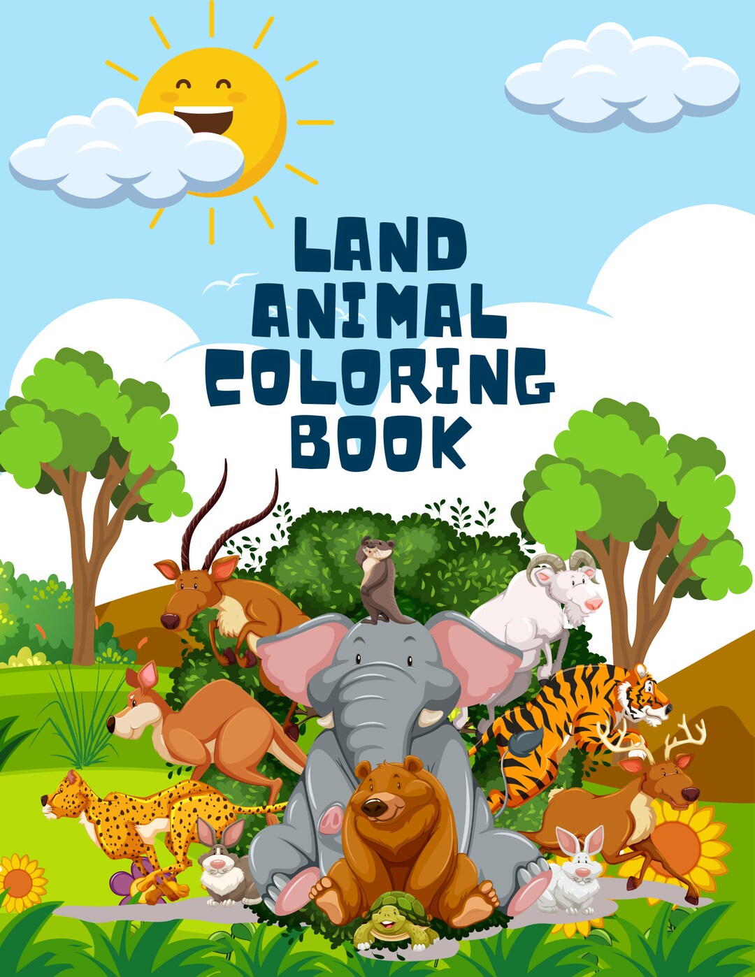 Land Animals Coloring and Book for Kids 4+, Fun, Adorable, and Cute ...