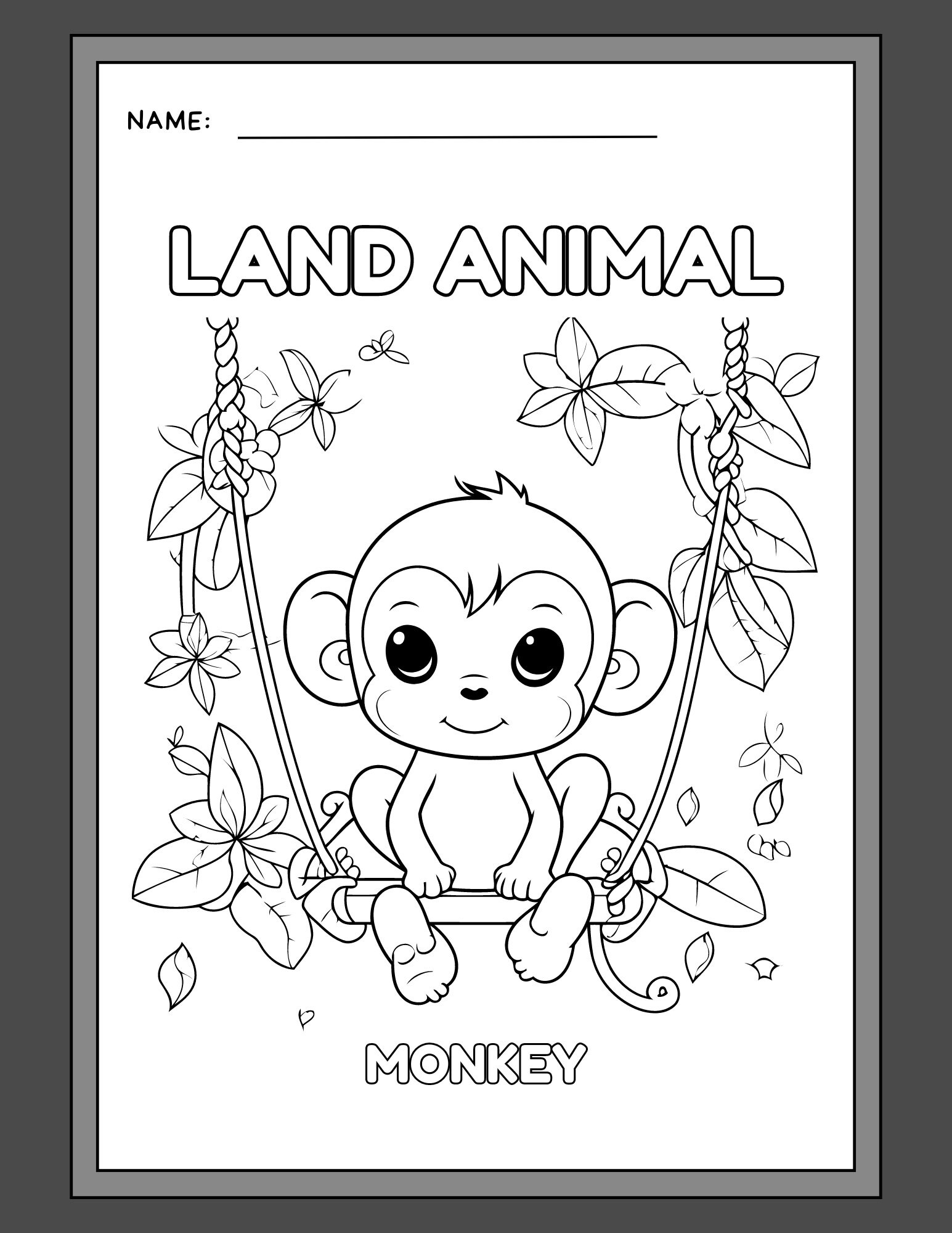 Land Animals Coloring and Book for Kids 4+, Fun, Adorable, and Cute ...