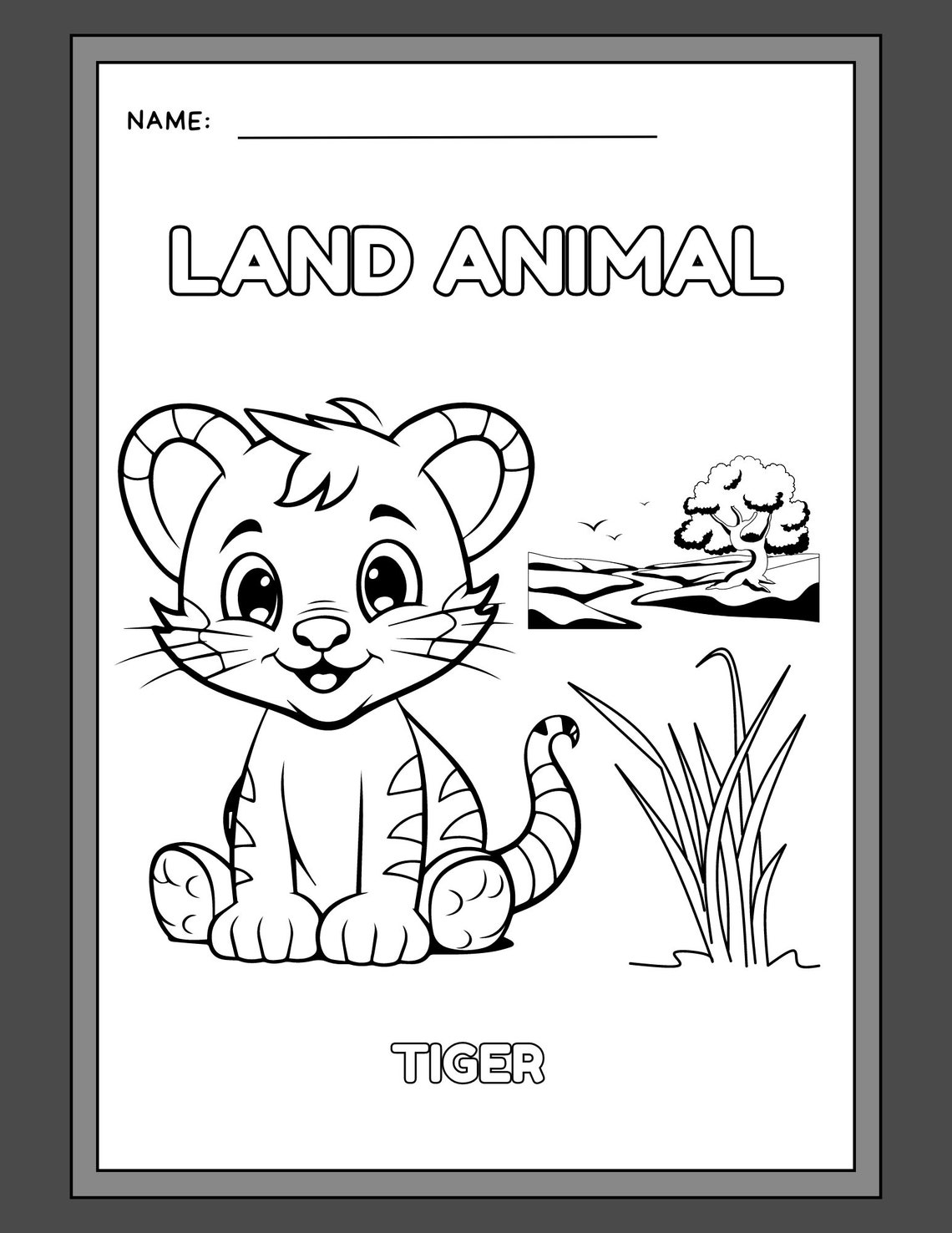Land Animals Coloring and Book for Kids 4+, Fun, Adorable, and Cute ...
