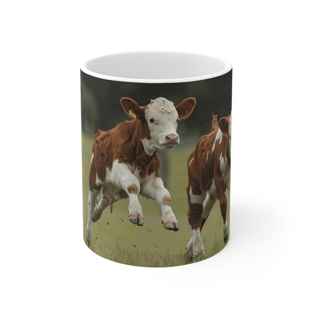 Cows Calves Running in Field Farming Agriculture Gift Mug Cup - Etsy