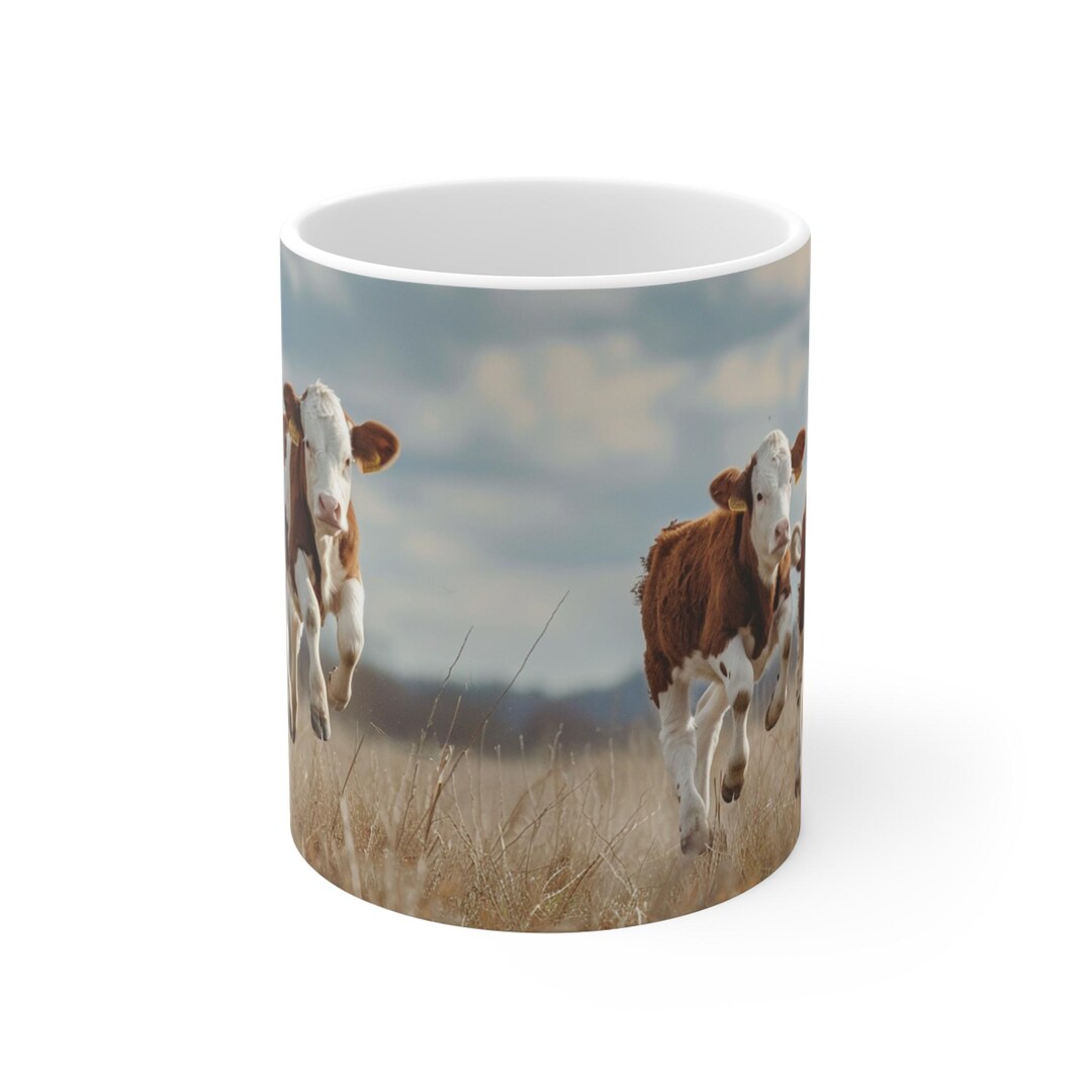 Cows Calves Running in Field Farming Agriculture Gift Mug Cup - Etsy