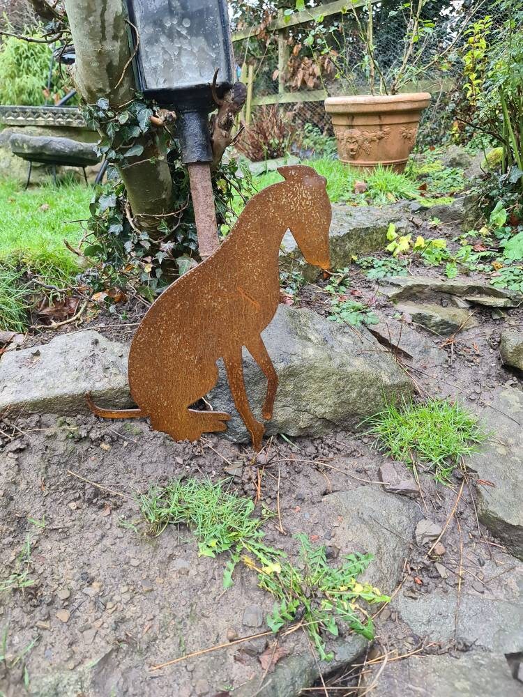 Rusted Metal Whippet Garden Statue - Etsy UK
