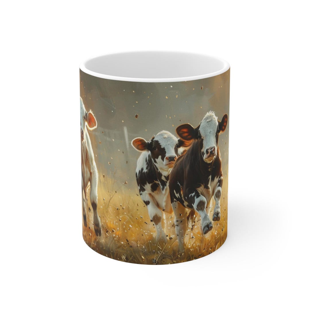 Cows Calves Running in Field Farming Agriculture Gift Mug Cup - Etsy
