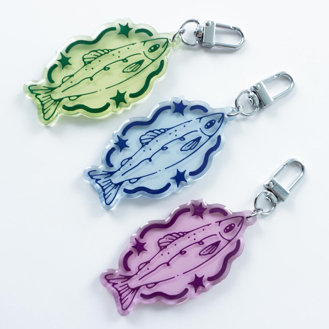 Wavy Fish Acrylic Keychains | 3 Inches, Double-sided Print - Etsy