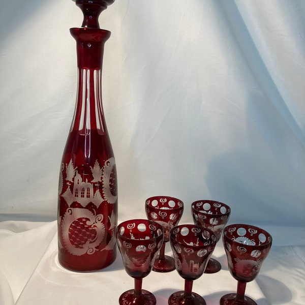 Bohemian Glass Decanter - Etsy