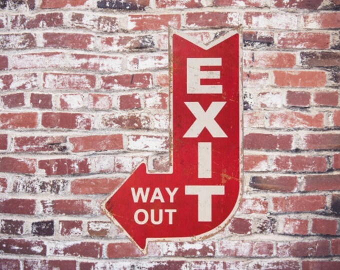 Red Arrow Exit Sign, Exit Way Out Sign, Wooden Exit Sign, Bar Décor ...