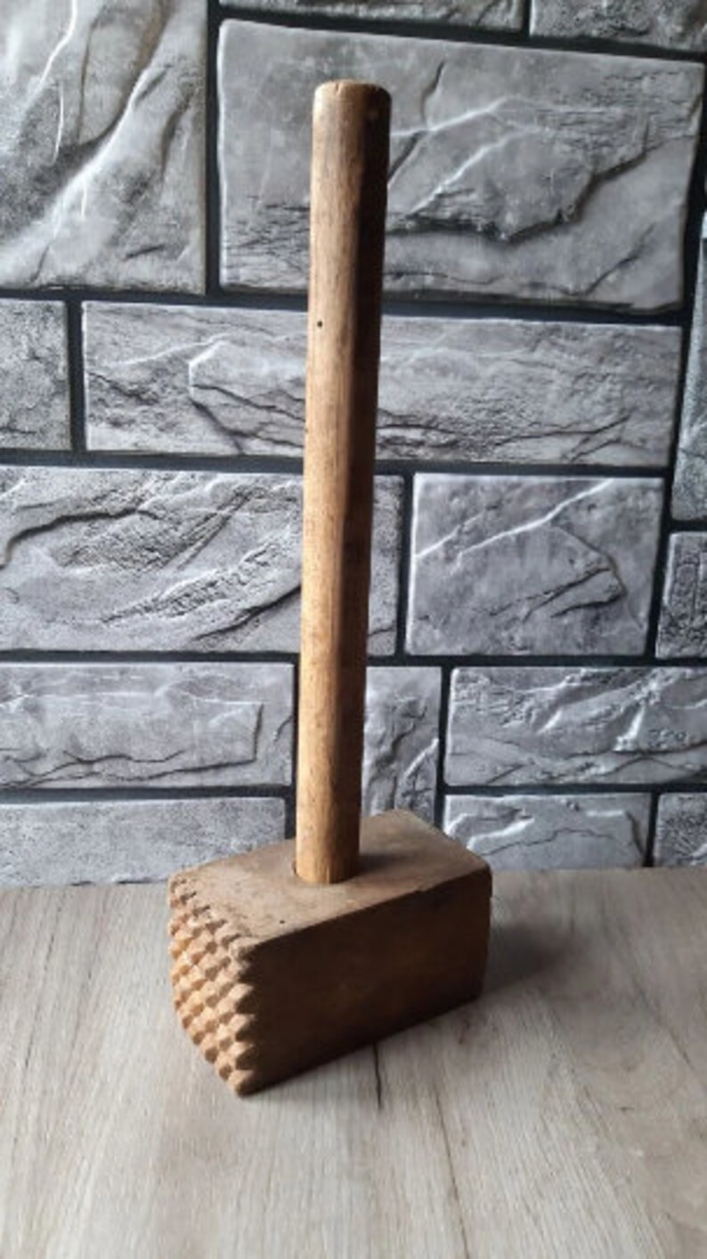 Wooden Vintage Meat Hammer, Vintage Barbeque Décor, Steak Hammer ...