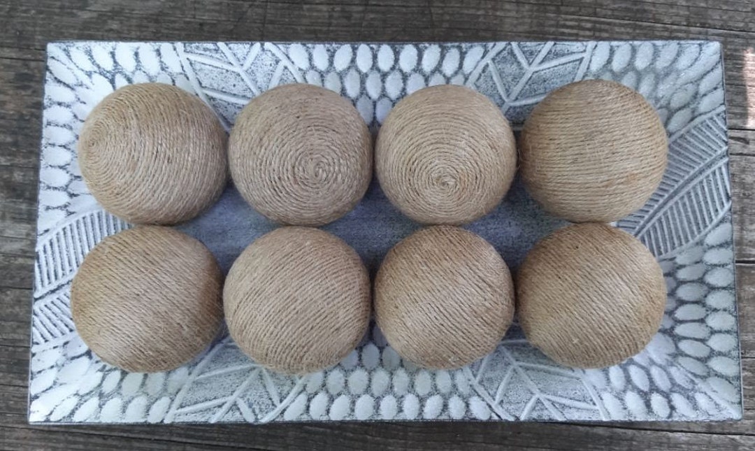 Set of 8 Rustic Jute Balls, Farmhouse Table Decor, Vase Fillers, Twine ...