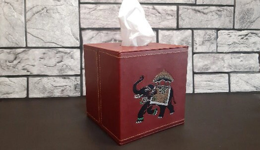 Elegant Burgundy Elephant Tissue Box, Vintage Leather Home Decor - Etsy