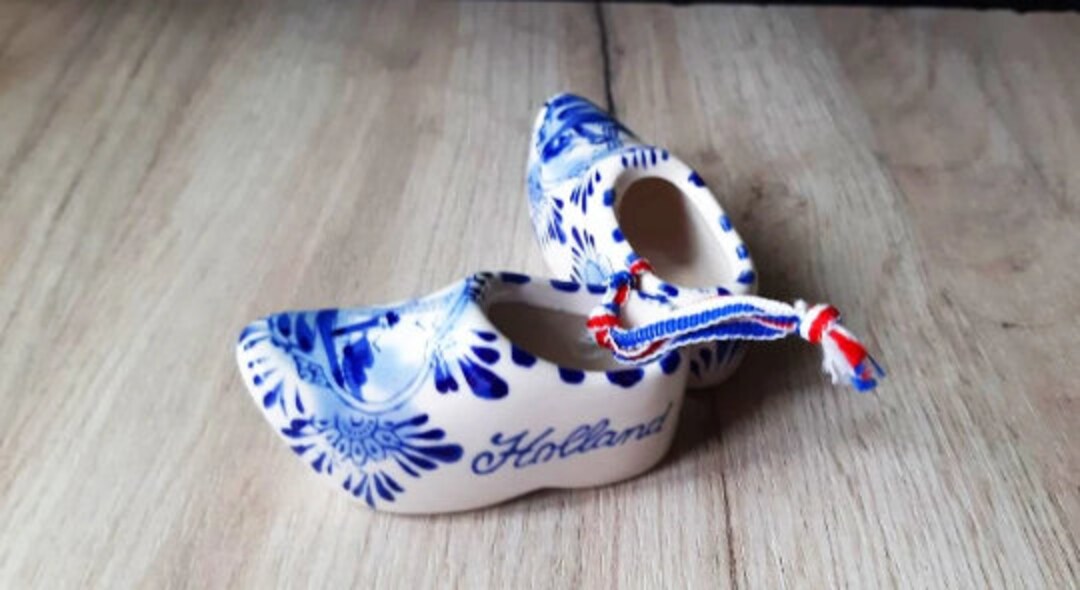 White Ceramic Hand Painted Windmill Ornaments Ceramic Clogs From ...
