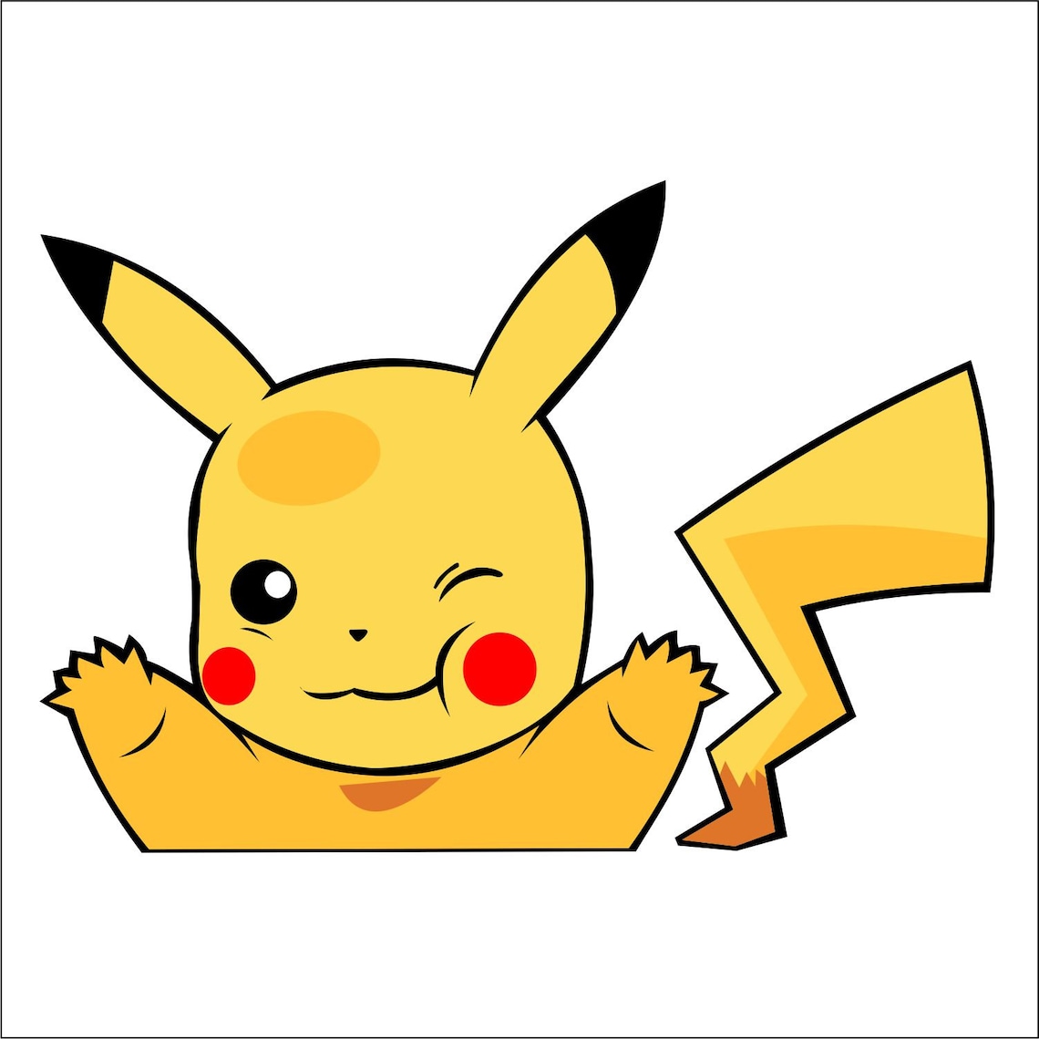 Cute Pikachu Peeking Vinyl Decal Stickers Anime Pokemon Go | Etsy