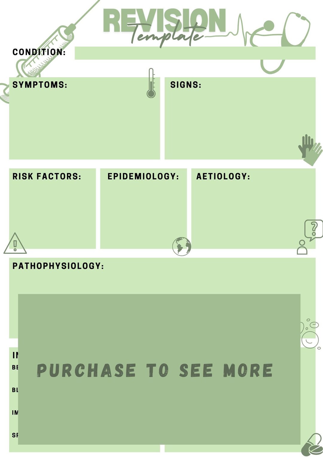 Medical School Revision Template Digital SAGE GREEN - Etsy