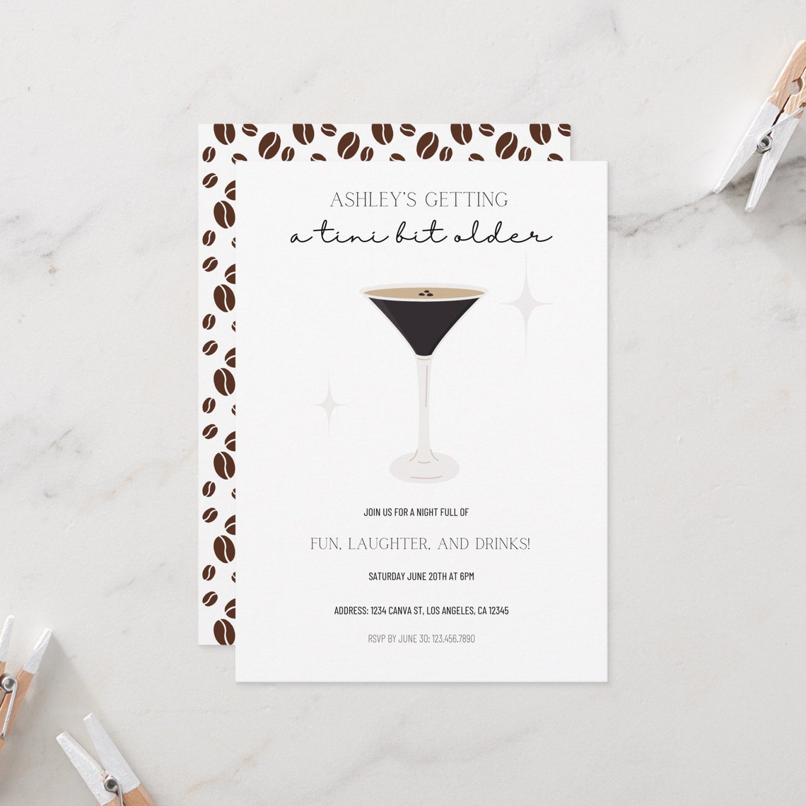 A Tini Bit Older Espresso Martini Birthday Invitation Template Martini ...