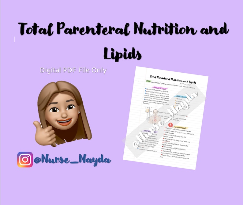 TPN, Total Parenteral Nutrition and Lipids, Medsurg, Study Guide, Nurse ...