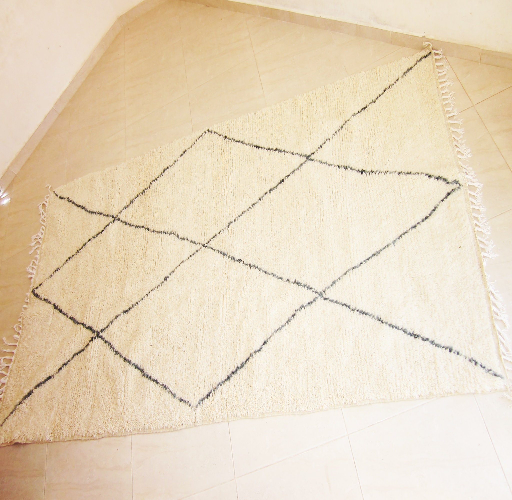 Berber Diamond Rug, Black and White Rug, Beni Ourain Carpet ...