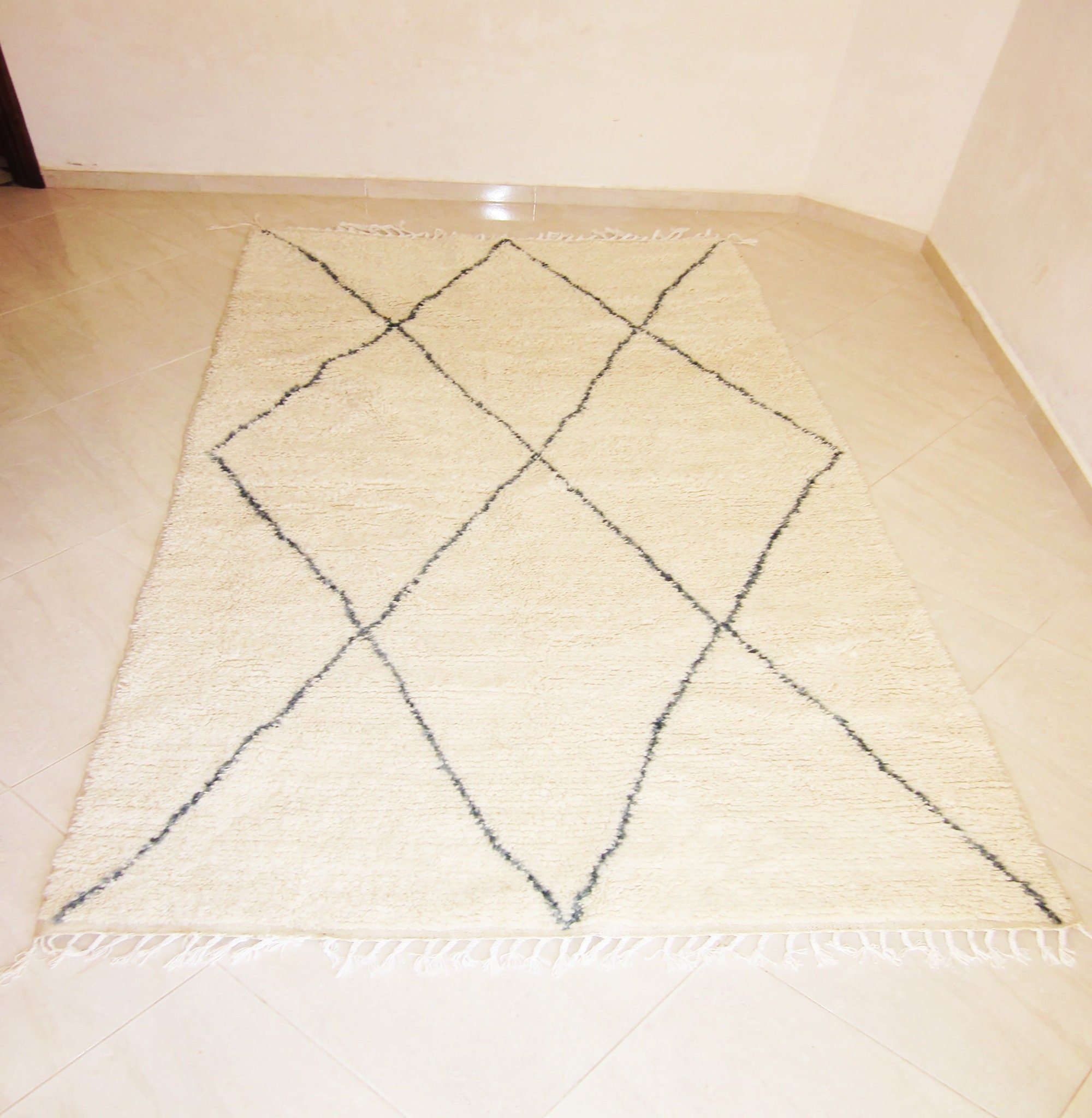 Berber Diamond Rug, Black and White Rug, Beni Ourain Carpet ...