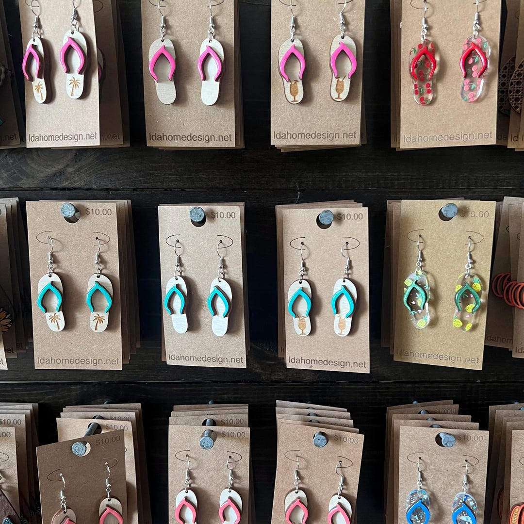 Flip Flop Earrings, Laser Cut Earrings, Wood Earrings, NINE Designs to ...