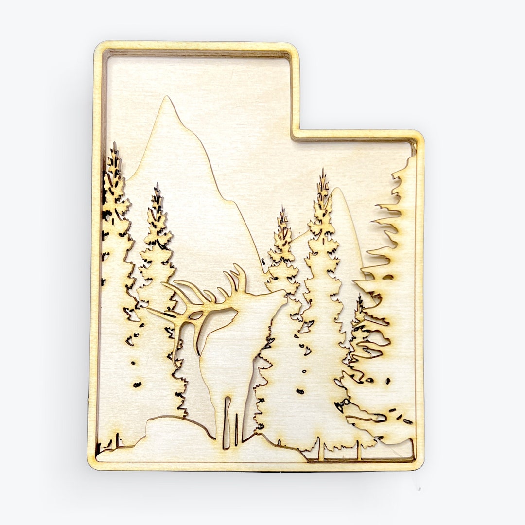 Utah Elk Wilderness Scene, SVG Digital Download, Glowforge, Laser Cut ...