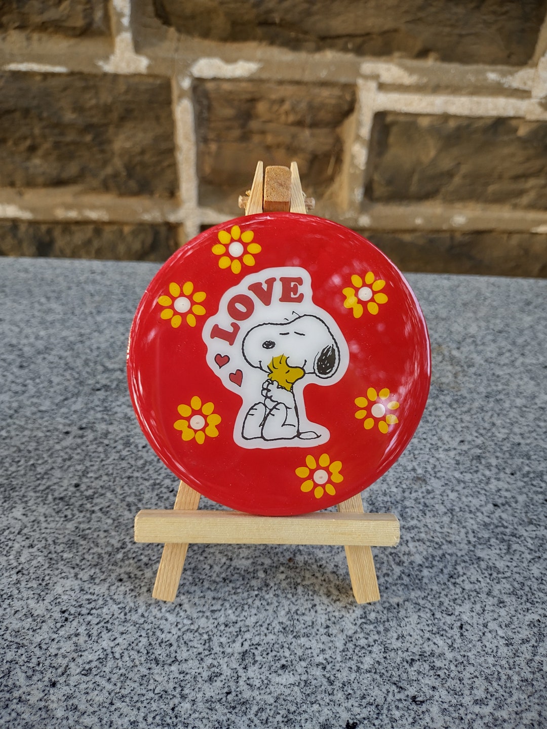 Snoopy Round Tile Coaster - Etsy