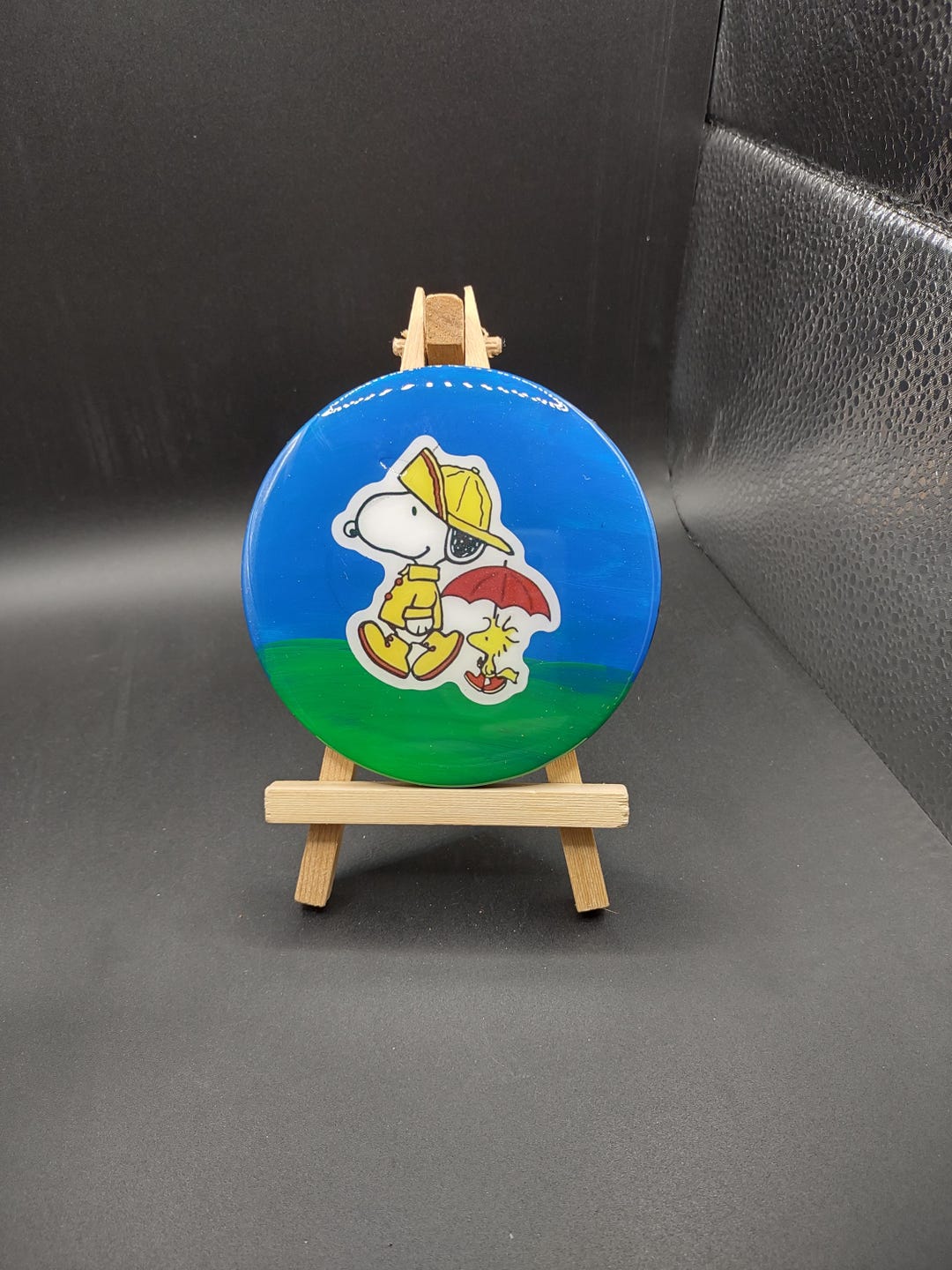 Rainy Day Snoopy Round Tile Coaster - Etsy