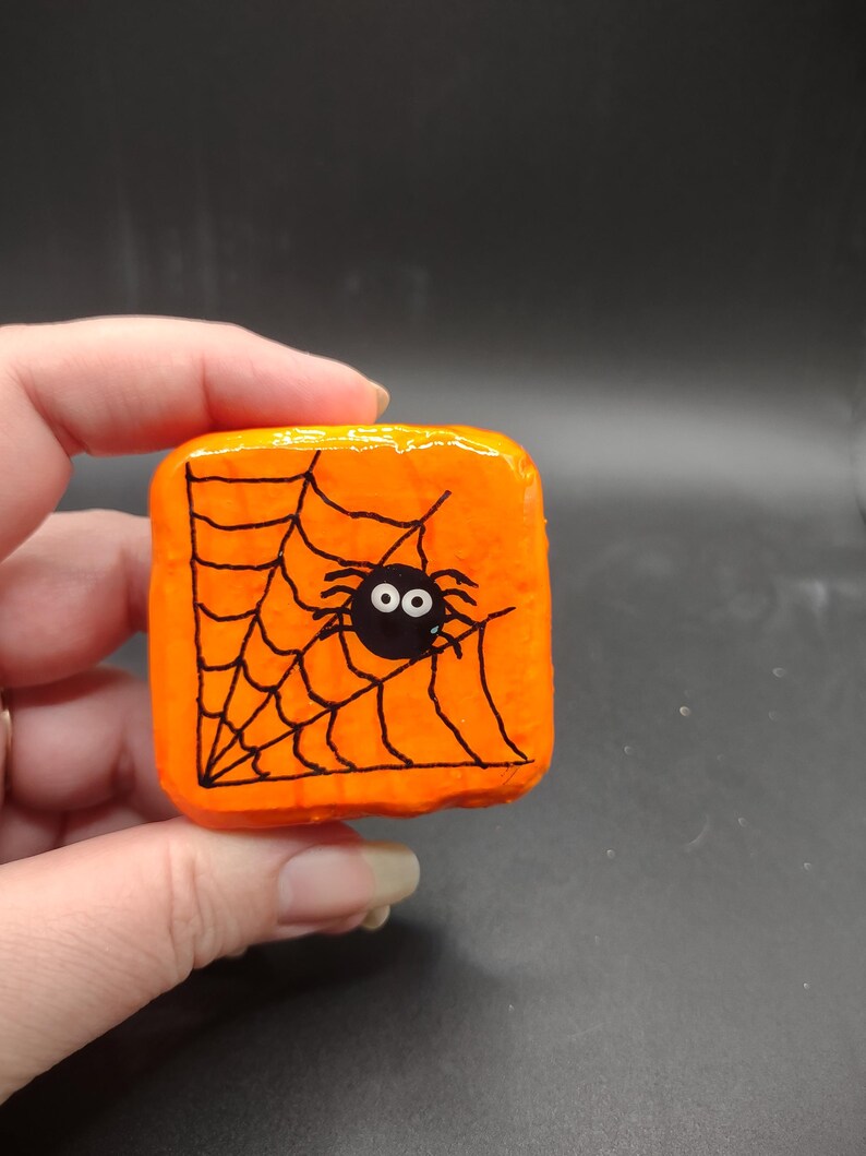 Halloween Spider Web Painted Rock - Etsy