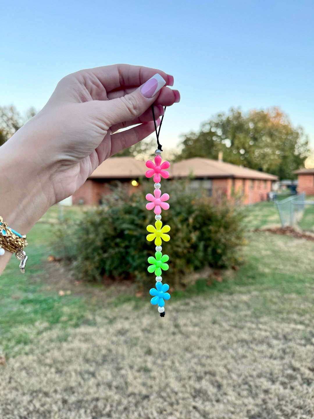 Single Strand Pastel Flower Phone Charm | Phone Strap | Phone Charm ...