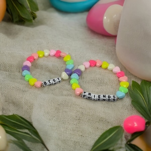 Rainbow Heart Best Friend Matching Bracelet | Beaded Bracelet ...