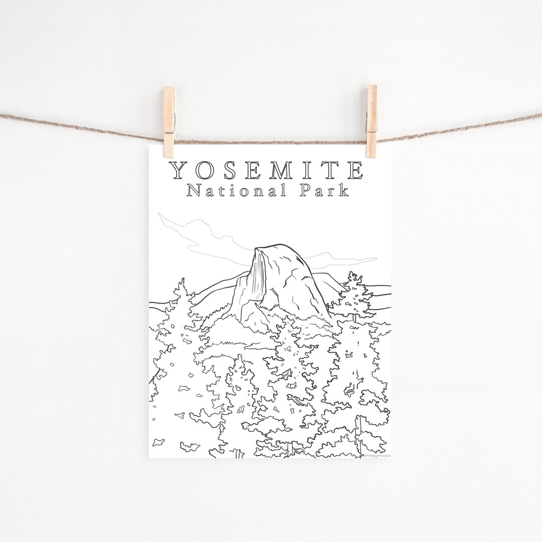 Dibujo para colorear del Parque Nacional / Yosemite / Descarga digital ...