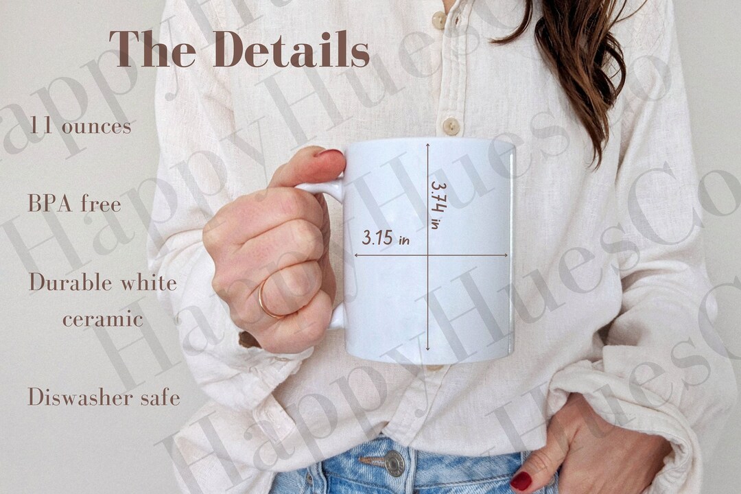 Mug Size Mockup, Mug Size Chart Mockup, Accent Mug Size Chart, Chart ...