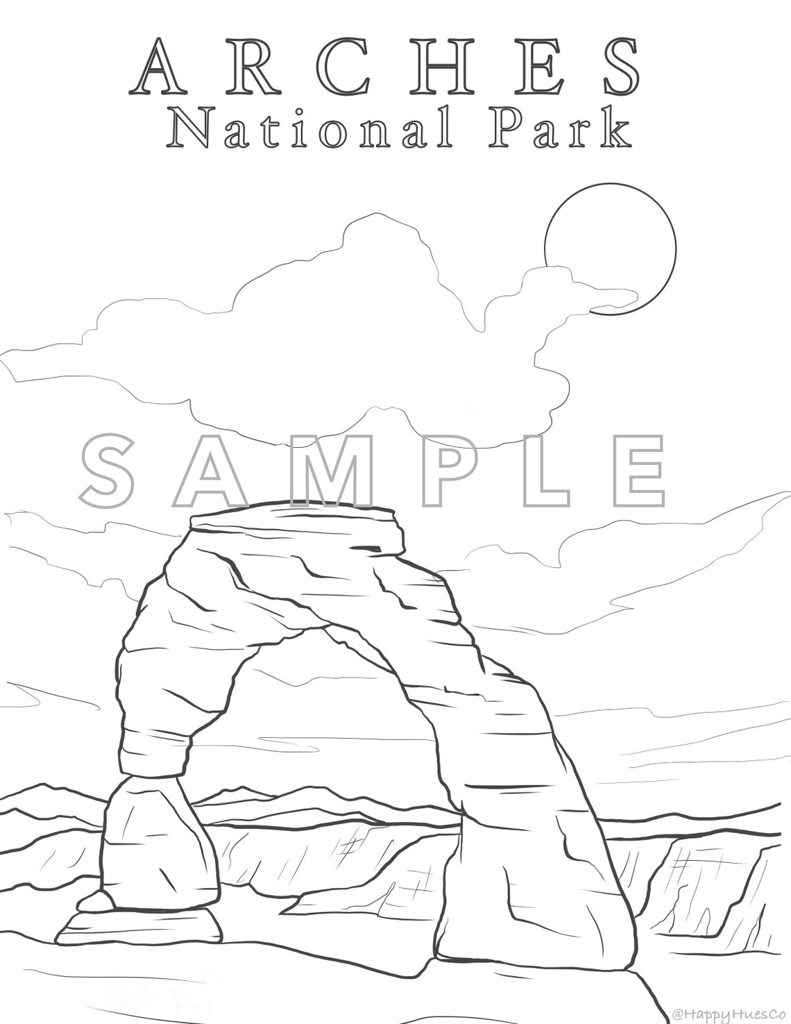 Arches Coloring Page /national Park Coloring Page /digital Download - Etsy