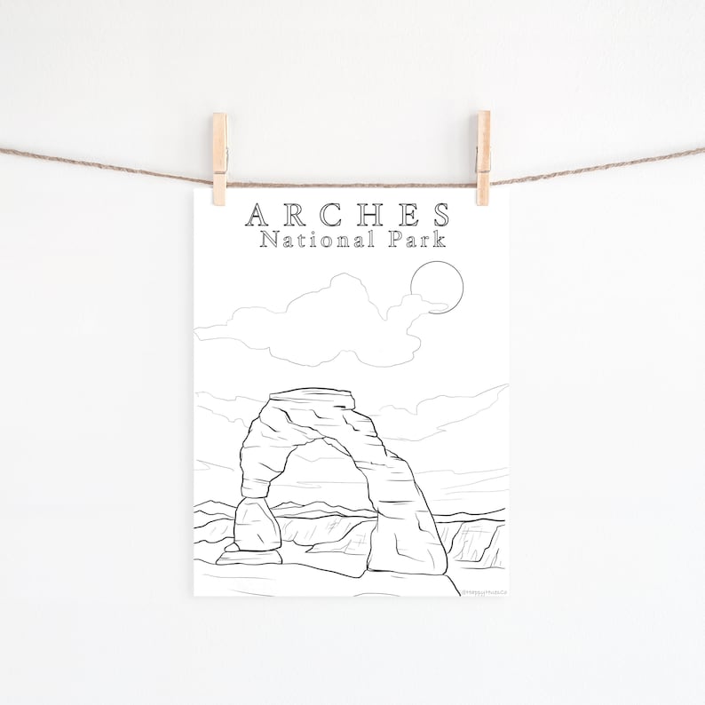 Arches Coloring Page /national Park Coloring Page /digital | Etsy