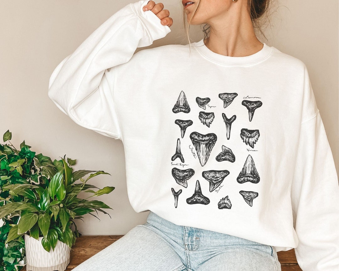 Shark Tooth Sweatshirt, Shark Lover Sweatshirt, Beach Sweatshirt, Ocean ...