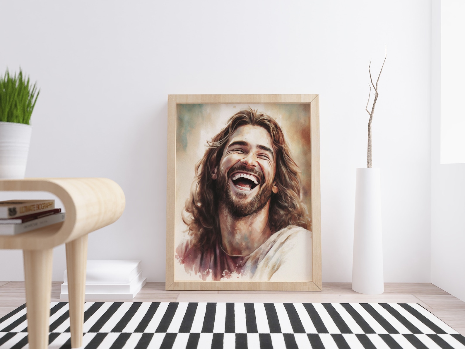Printable Wall Art - Laughing Jesus Art - Religious Wall Art Download ...