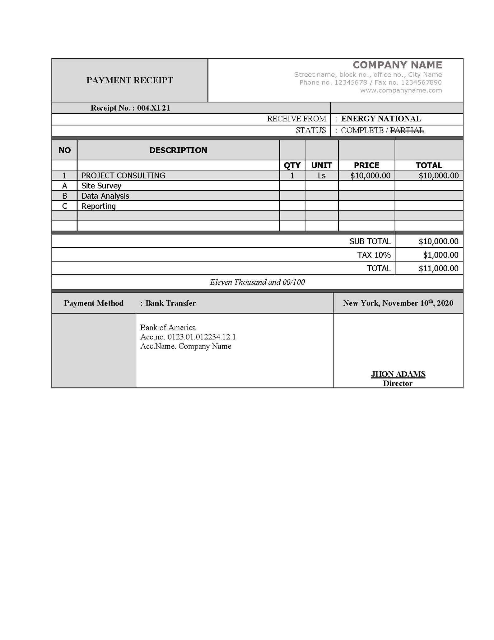 Professional Payment Receipt Template for Word Fully Editable and ...