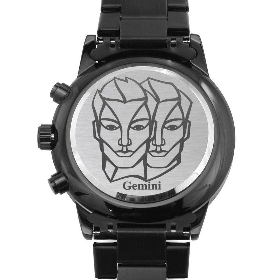 Gemini Black Chronograph Stainless Steel Watch - Etsy