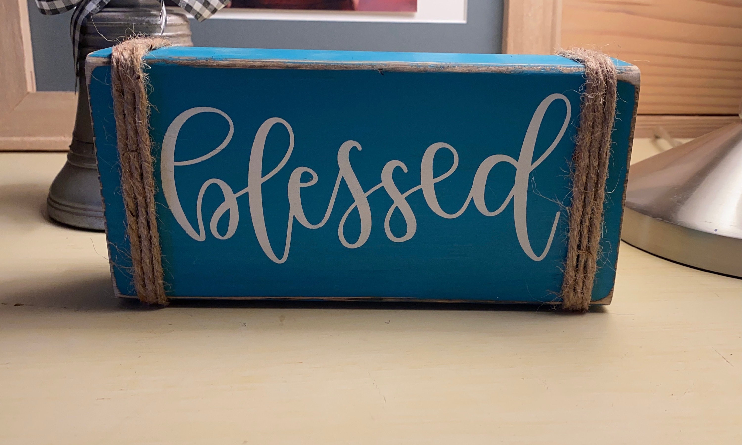 Wood Blocks Signs , Blessed , Wood Signs , Rustic Wood Blocks , Twine ...