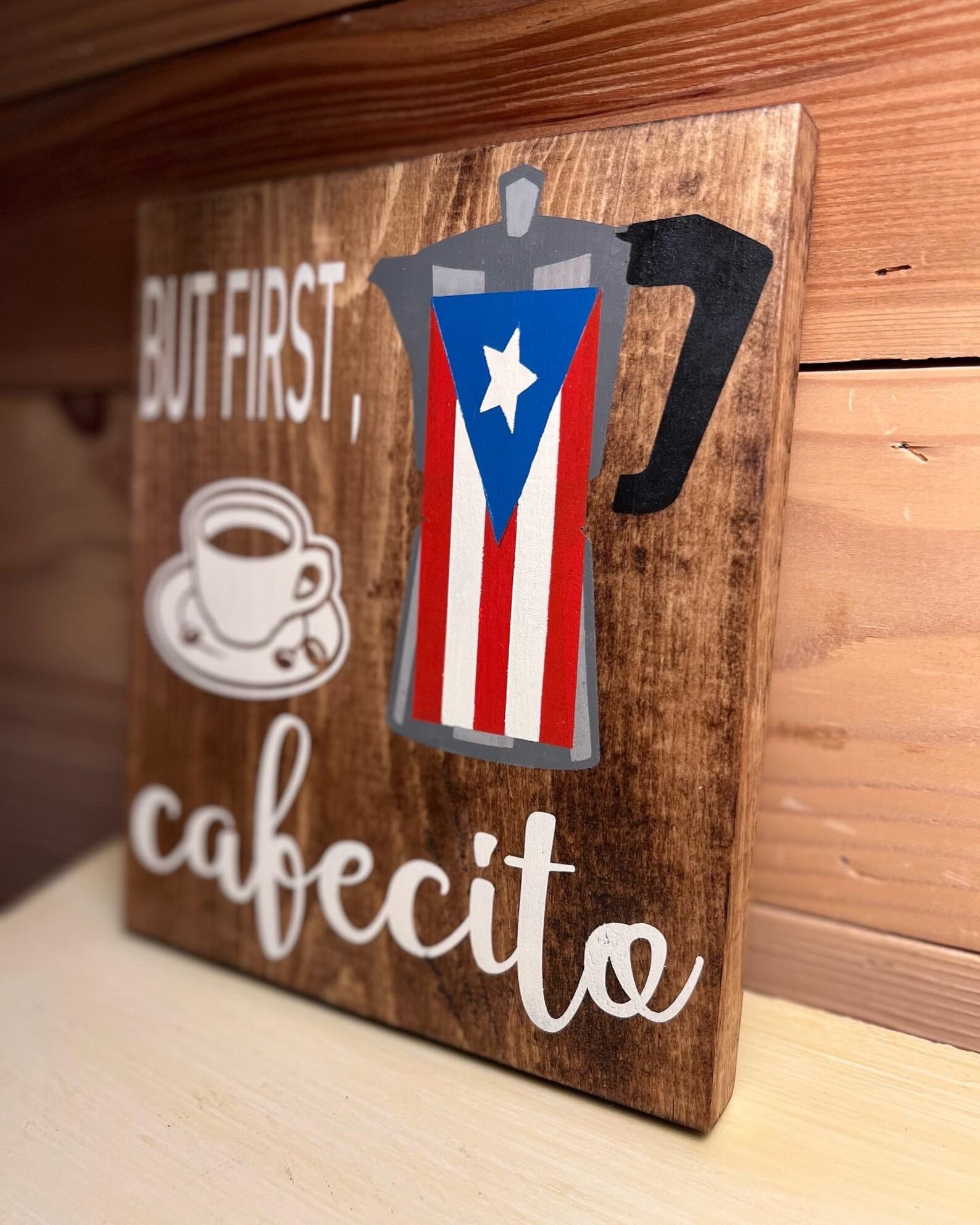 But First Cafecito Sign: Puerto Rico Flag Coffee Decor - Etsy
