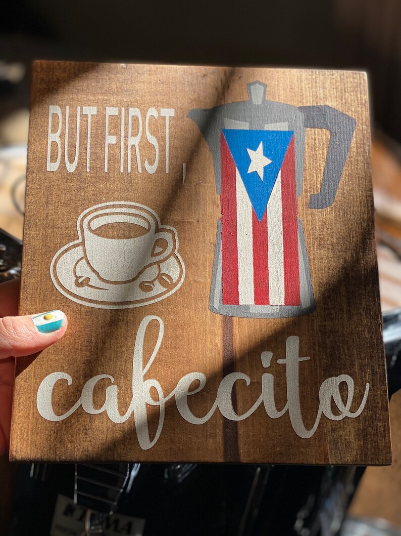 But First Cafecito Sign: Puerto Rico Flag Coffee Decor - Etsy