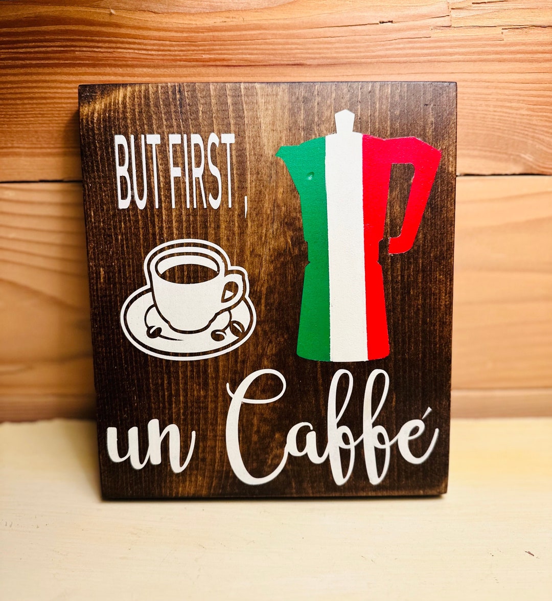 Hand-painted Italian Flag Coffee Sign: Rustic Wood Decor - Etsy