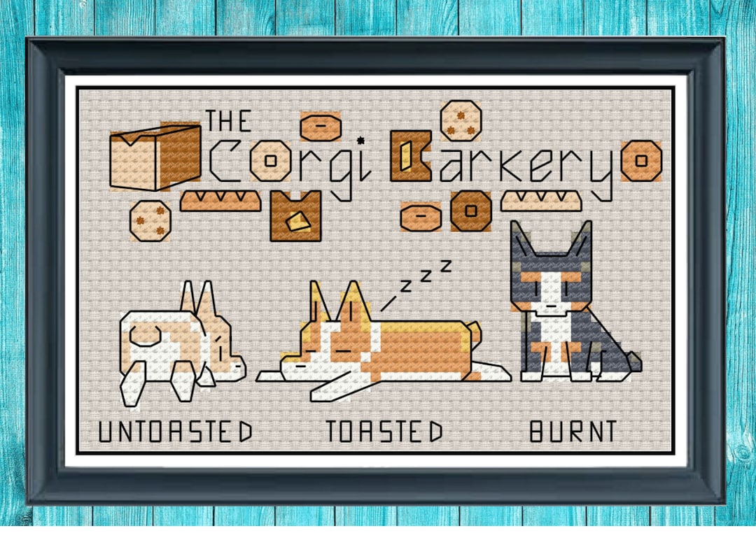 Corgi Toast Bakery Cross Stitch Pattern PDF - Etsy